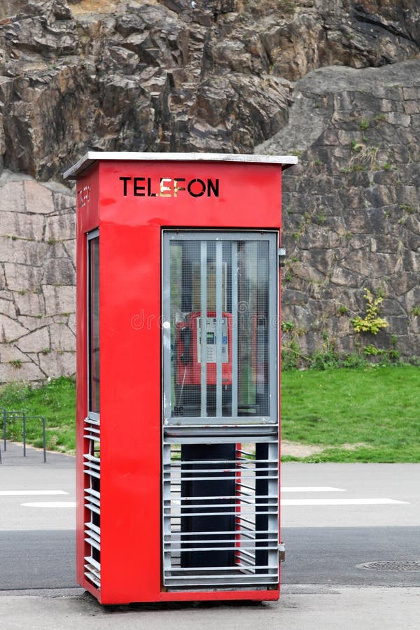 Old Red Telephone Box in Oslo, Norway Stock Photo - Image of great ...