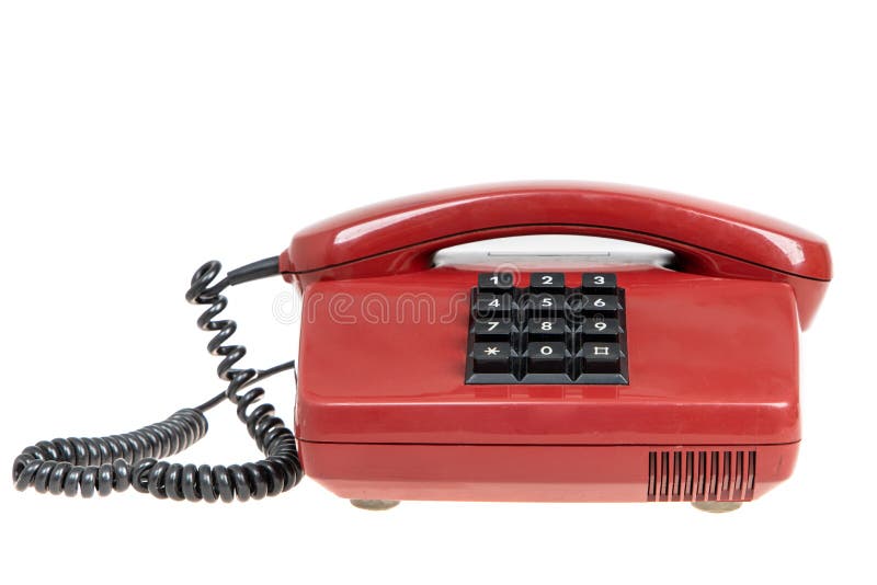 Old Red Telephone, Isolated. Vintage Red Phone Stock Image - Image of ...