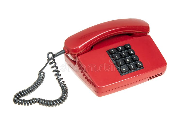 Old Red Telephone, Isolated. Vintage Red Phone with Taken Off Receiver ...