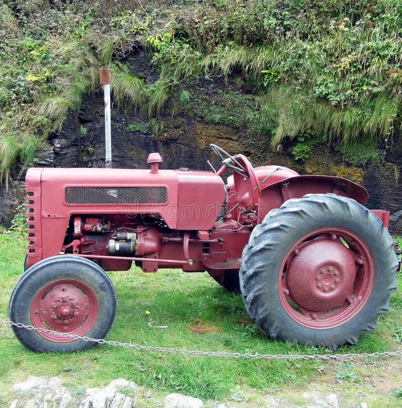Old red tractor stock image. Image of view, tire, farm - 46167873