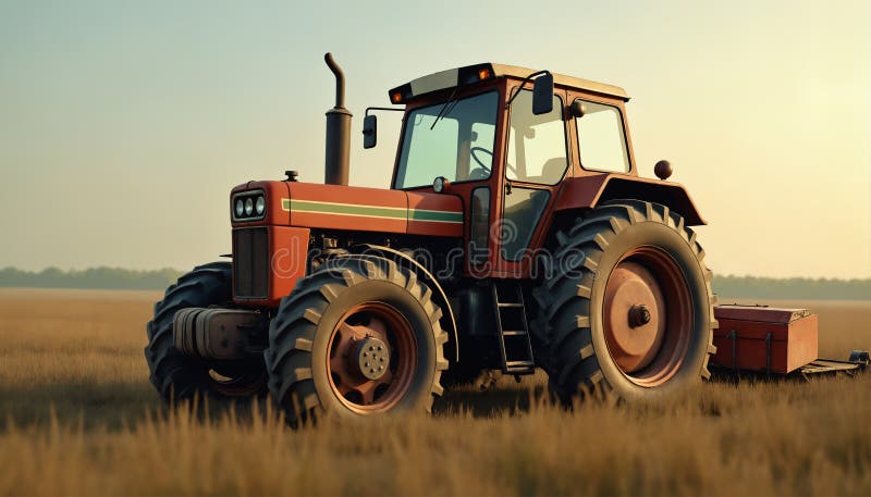 Old Generic Tractor on Farmland - AI Generated Stock Illustration ...