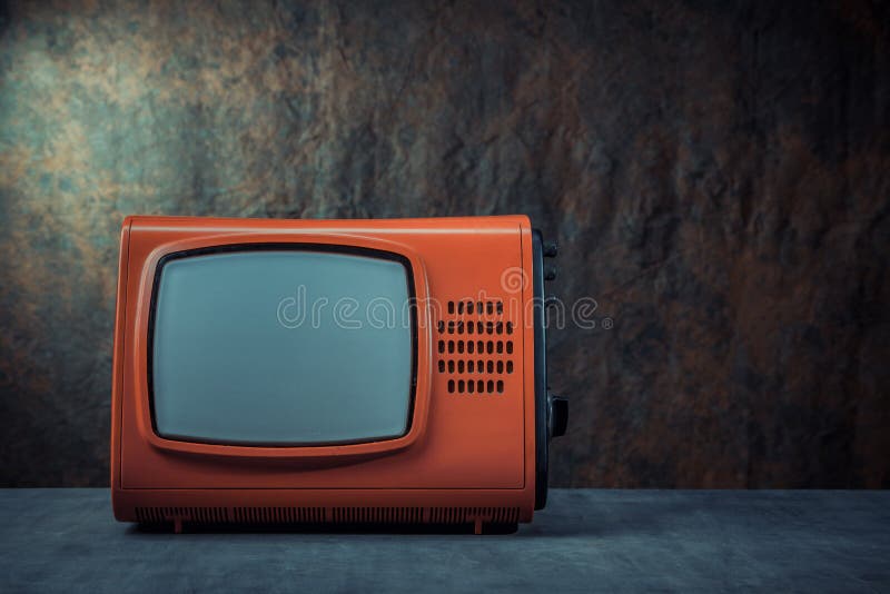 Old Red Tv Against a Dark Background Stock Image - Image of display ...