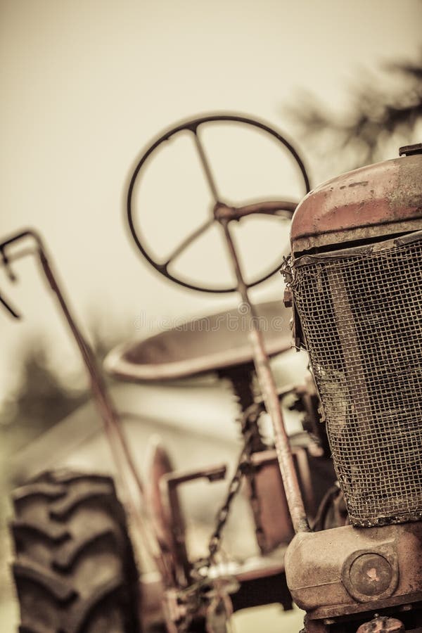 Old Red Vintage Tractor stock image. Image of adult, rusty - 52446239