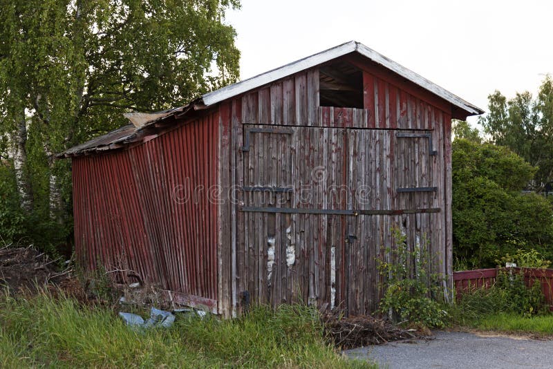 An Old Red Wooden Shed that is Falling Apart Stock Image - Image of ...