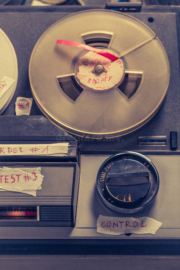 Old Reel Audio Recorder with a Few Rolls of Tape Stock Photo - Image of ...