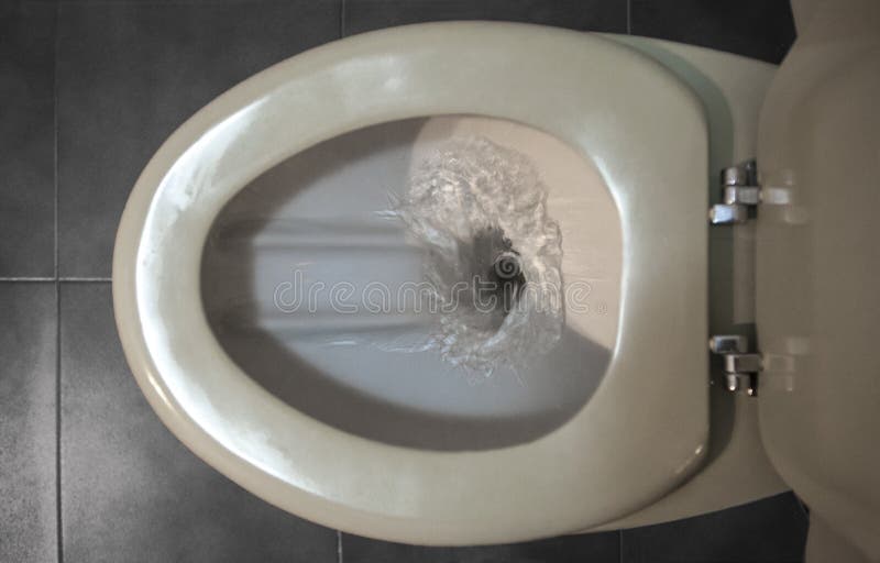 Old Regular Toilet Flushing Excessive Use of Water Stock Image - Image ...