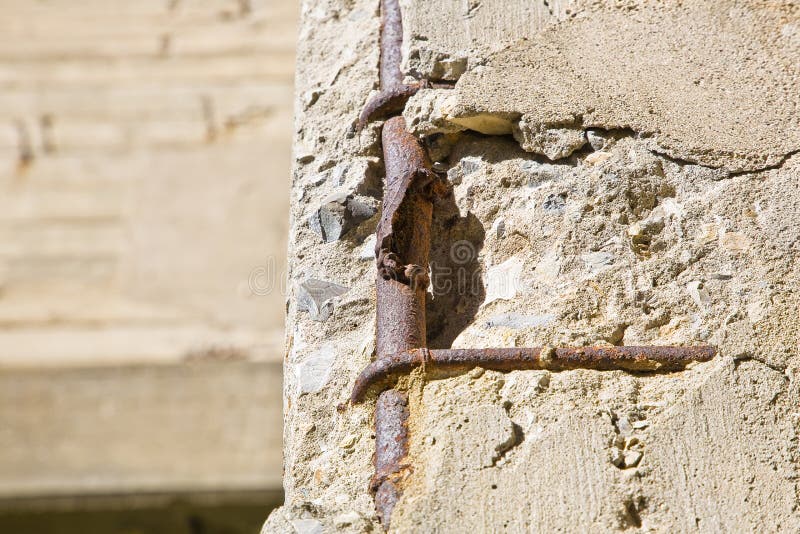 Old Reinforced Concrete Structure with Damaged and Rusty Metallic ...