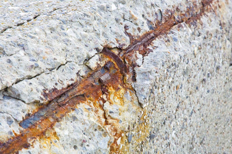 Old Reinforced Cracked Concrete Structure with Damaged with Rusty ...