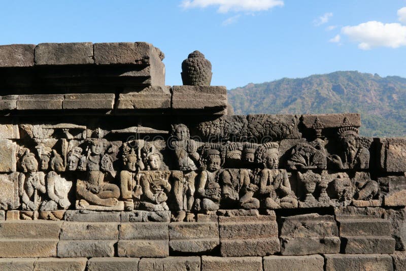 Old Relief Borobudur Temple. Stock Image - Image of religion, king ...