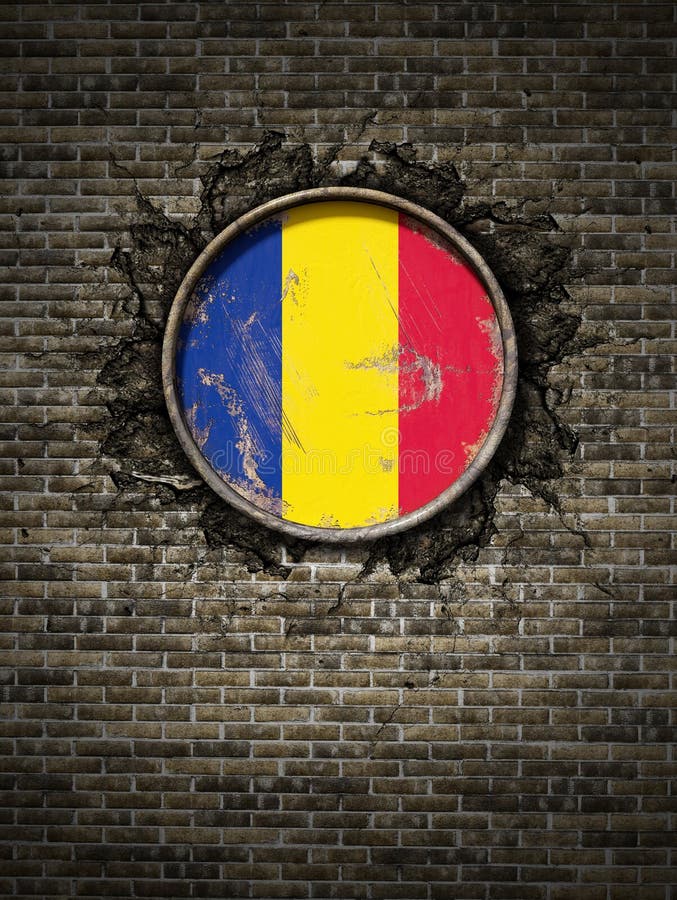 Old Republic of Chad Flag in Brick Wall Stock Illustration ...