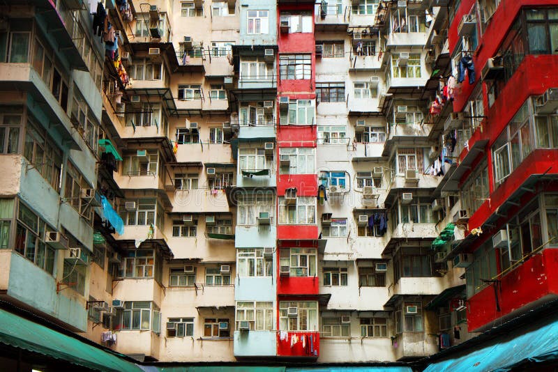 Overpopulated Residential Building in Hong Kong Stock Image - Image of ...