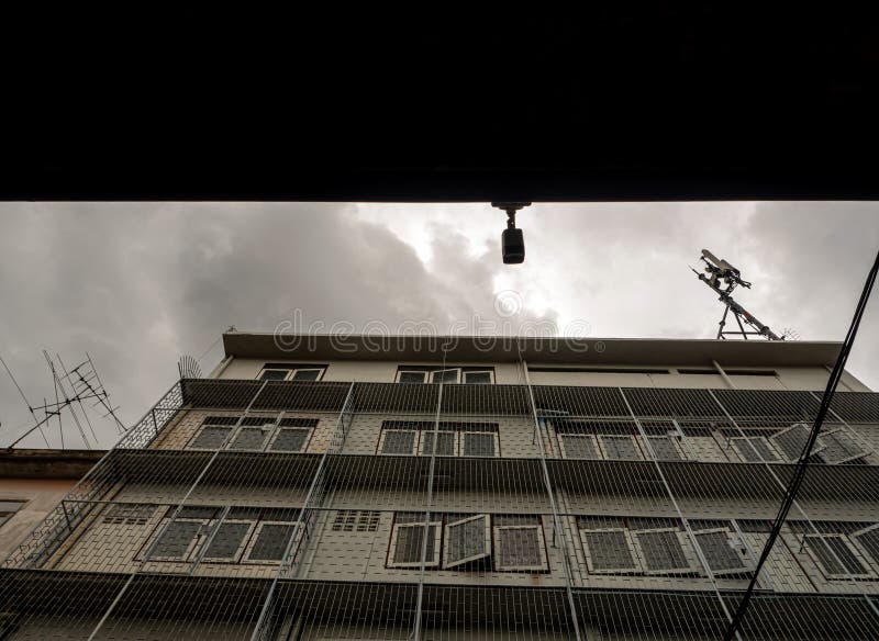 The Residential Building Install a Wrought Iron Cage Stock Photo ...