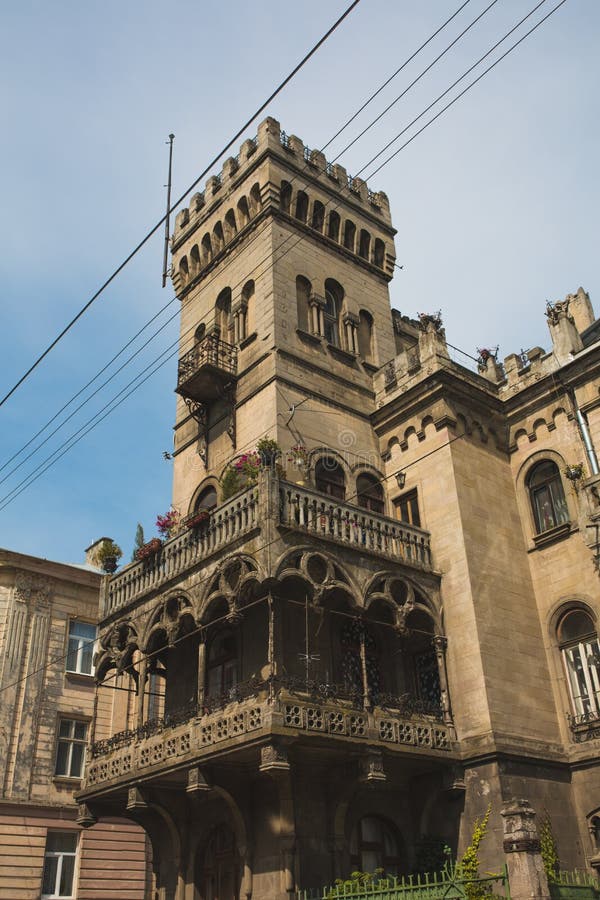 Old Residential Building with a Tower Stock Image - Image of city ...