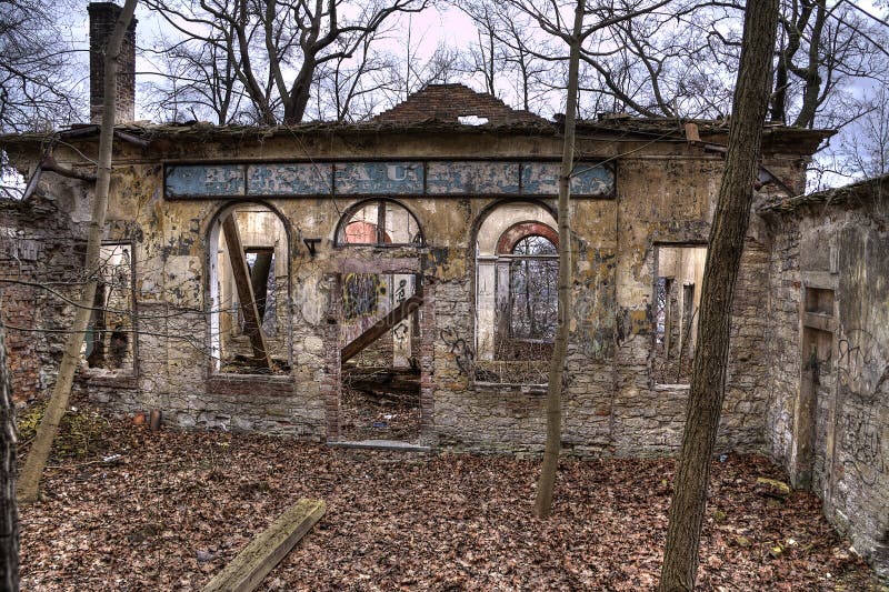 Old restaurant facade stock photo. Image of unbuild, bush - 46668378