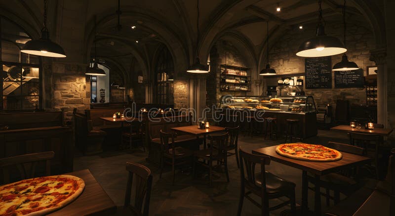 Old resturant pizza vibe stock illustration. Illustration of food ...