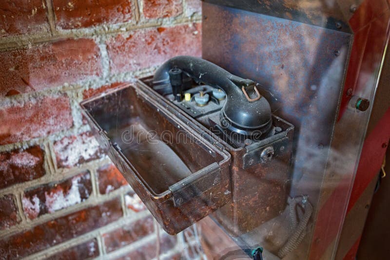 Old Retro Army Telephone in a Rusty Metal Box Editorial Photo - Image ...