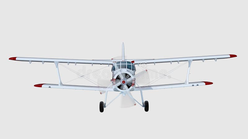 Old Retro Bi Plane Isolate on White. 3d Rendering Stock Illustration ...