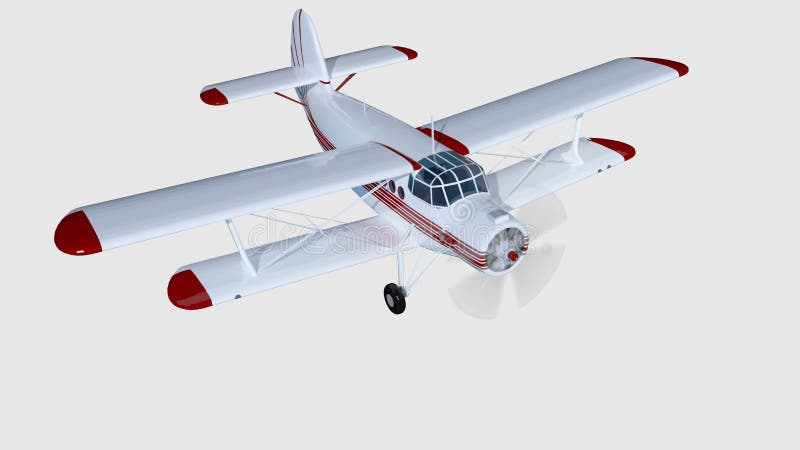 Old Retro Bi Plane Isolate on White. 3d Rendering Stock Illustration ...