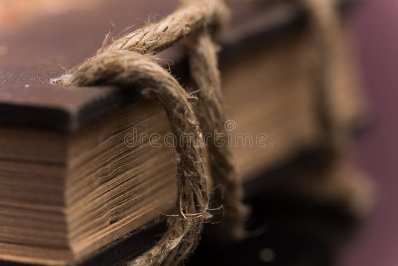 Old retro book with rope stock photo. Image of ancient - 64358534