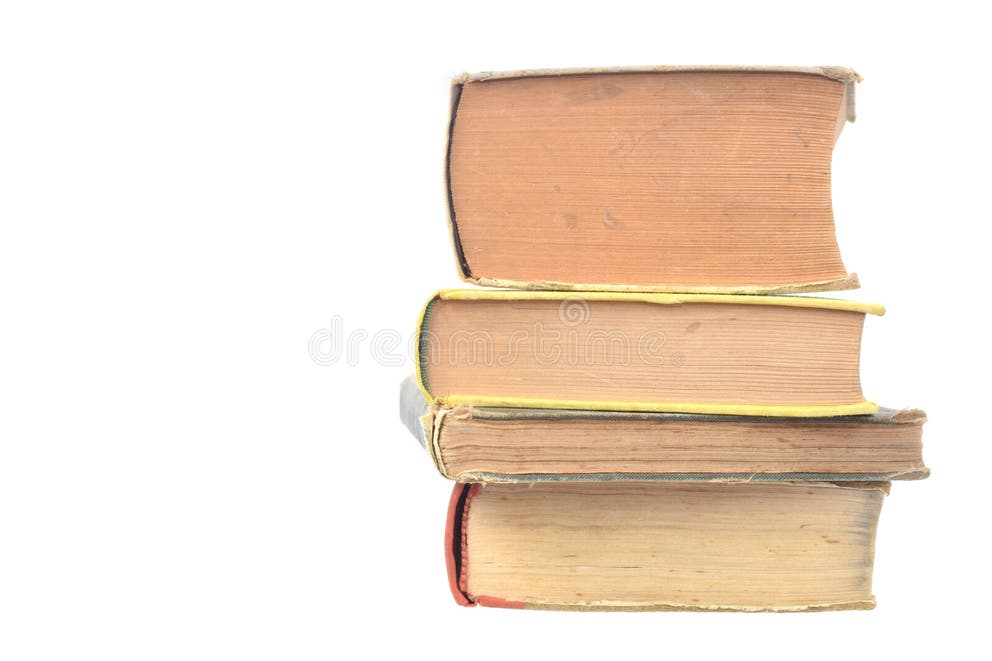 Old Retro Books in Stack Isolated on White Stock Image - Image of cover ...