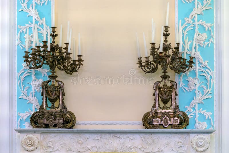 Old Retro Candlestick with Candles Stock Image - Image of decorative ...