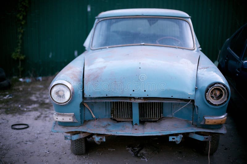 Old Retro Car in a Car Dump Stock Photo - Image of antique, wreck ...