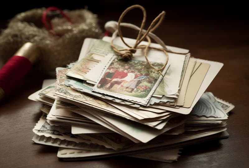 Old Retro Cards Stack Memory. Generate Ai Stock Illustration ...