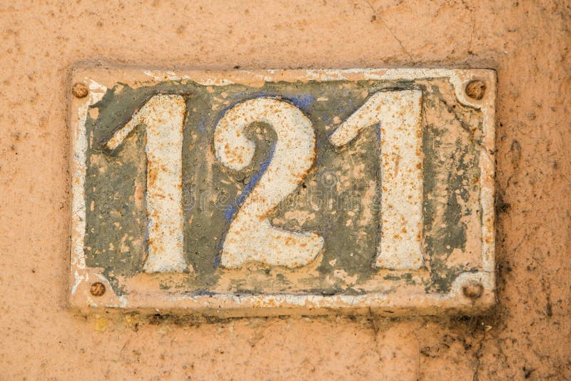 Old Retro Cast Iron Plate Number 121 Stock Image - Image of design ...