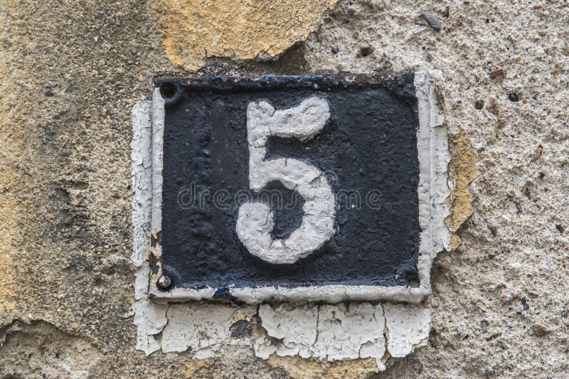 Old Retro Cast Iron Plate Number 5 Stock Photo - Image of grunge ...