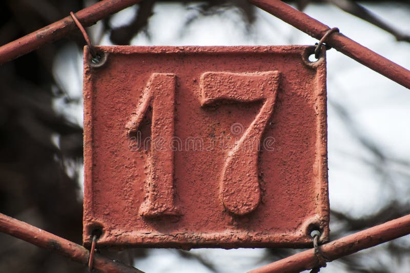 Old Retro Cast Iron Plate Number 17 Stock Image - Image of detail ...