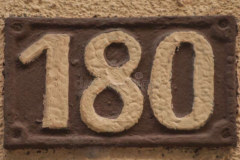 Old Retro Cast Iron Plate Number 180 Stock Photo - Image of molded ...