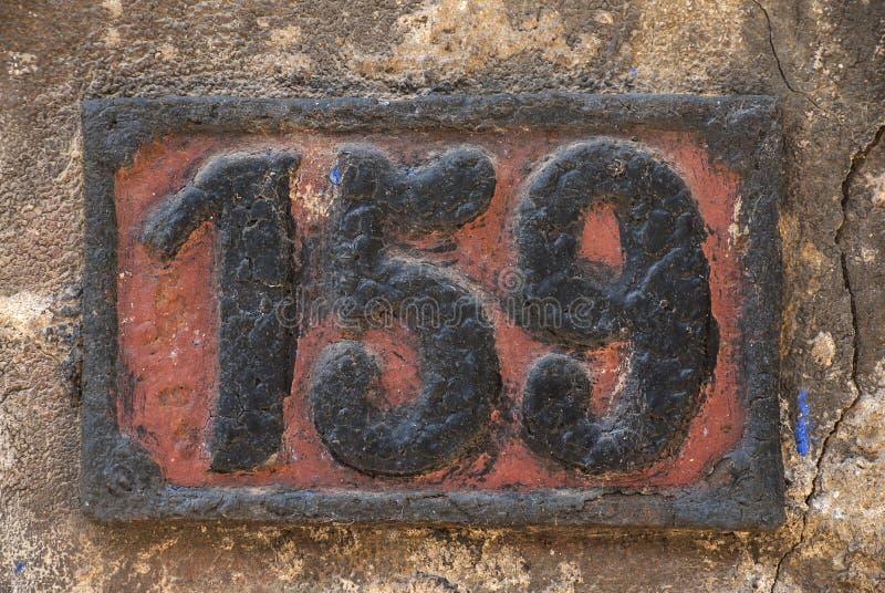 Old Retro Cast Iron Plate Number 159 Stock Image - Image of sign ...