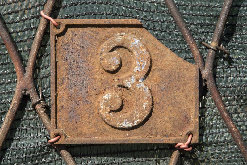 Old Retro Cast Iron Plate Number 3 Stock Image - Image of information ...