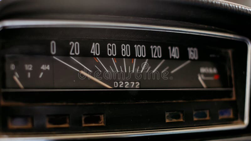 Old Retro Classic Car Speedometer Close Up. Stock Image - Image of ...