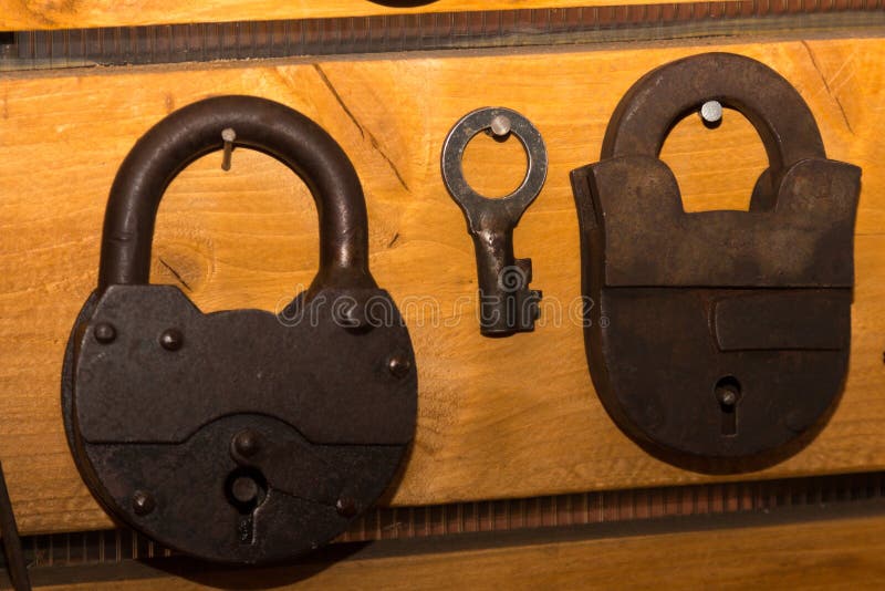 Old Retro Closed Locks and a Key Stock Photo - Image of security ...