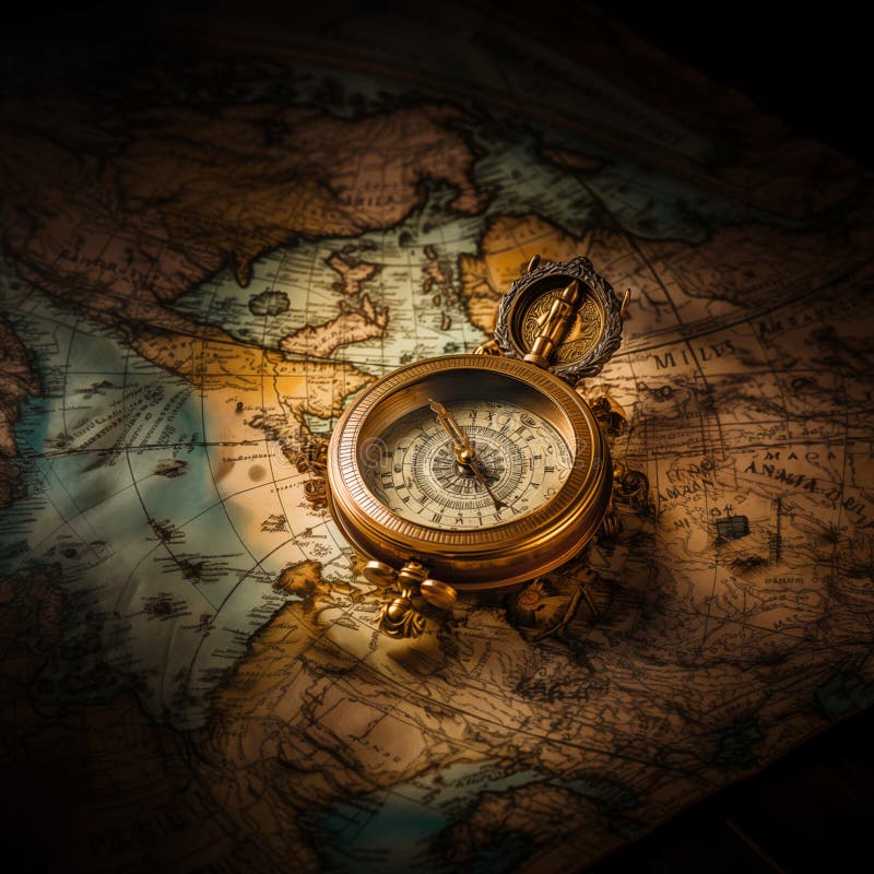 Compass on geography map stock image. Image of journey - 14506333