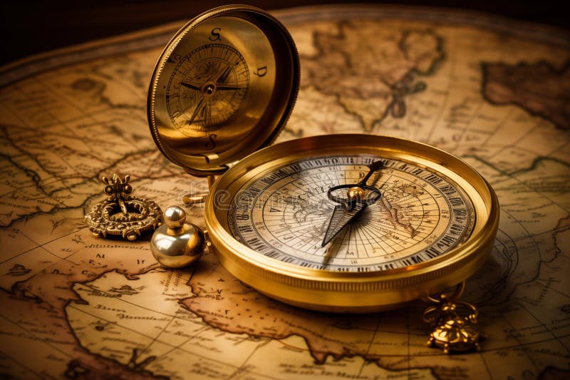 Compass on geography map stock image. Image of journey - 14506333