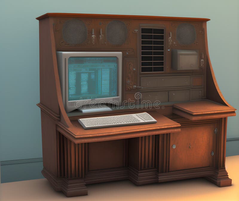 Old Retro Computer, Generative AI Illustration Stock Illustration ...