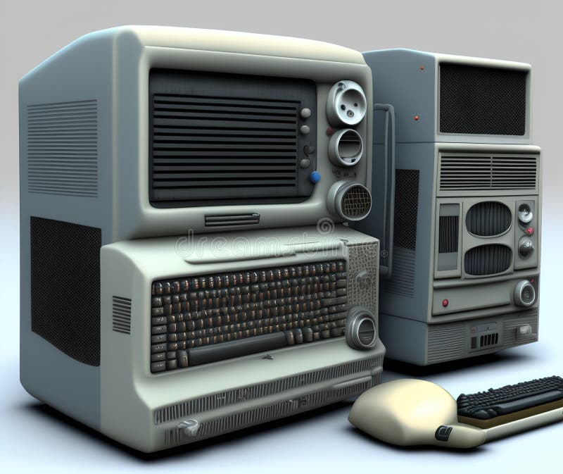Old Retro Computer, Generative AI Illustration Stock Image - Image of ...