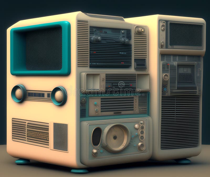 Old Retro Computer, Generative AI Illustration Stock Image - Image of ...