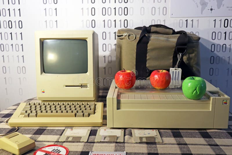 An Old Retro Computer Stands on the Table. Apple and Engineer ...