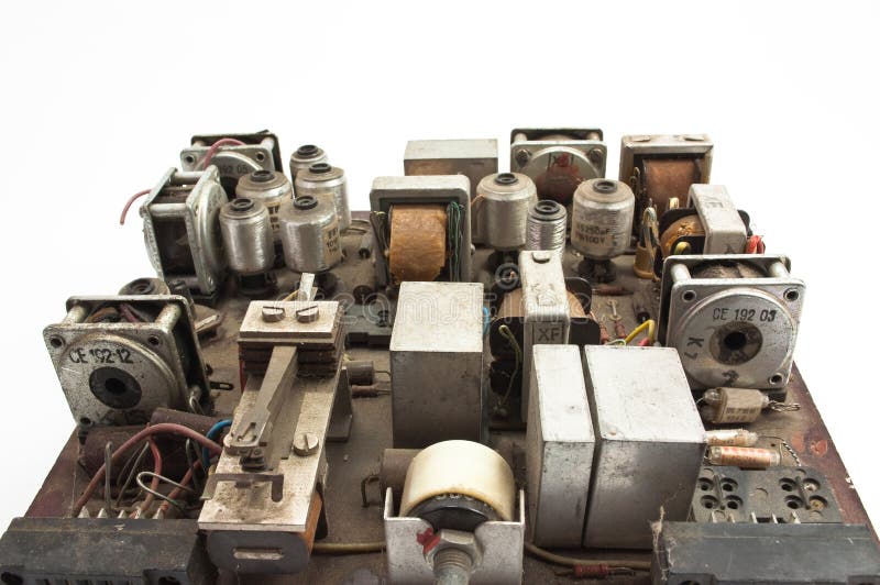 Old retro electronic board stock image. Image of components - 64490785