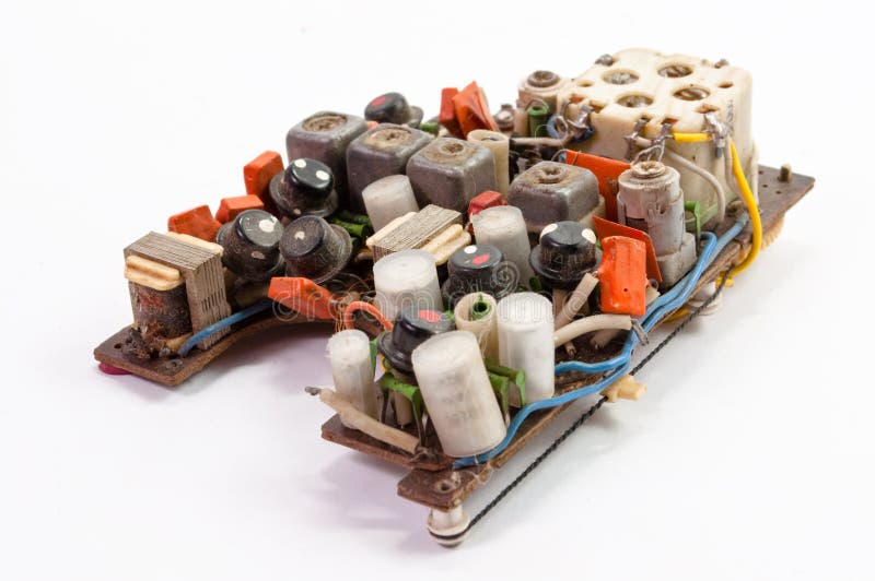 Old retro electronic board stock image. Image of components - 64490785