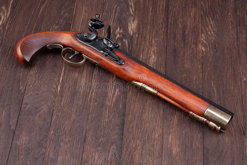 Vintage Muzzleloader Flintlock Pistol Stock Image - Image of caliber ...