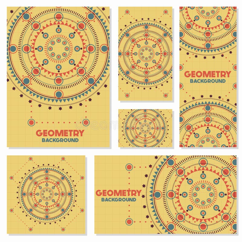 Old Retro Geometry Vintage Style Background Design Template Stock ...