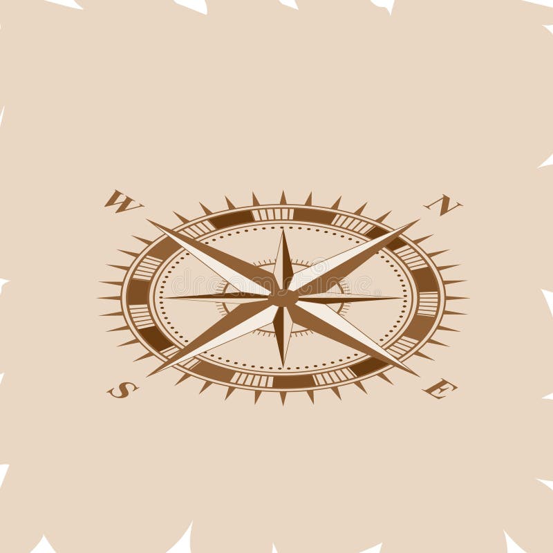 Old Retro Isometric Compass for Navigating Brown. Flat Illustration EPS ...