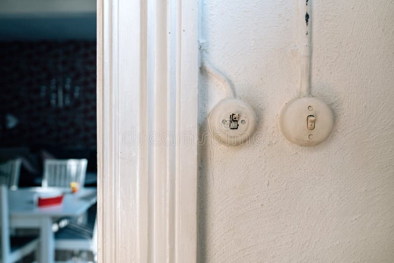 Old Retro Light Switch in Living Room Stock Image - Image of supply ...