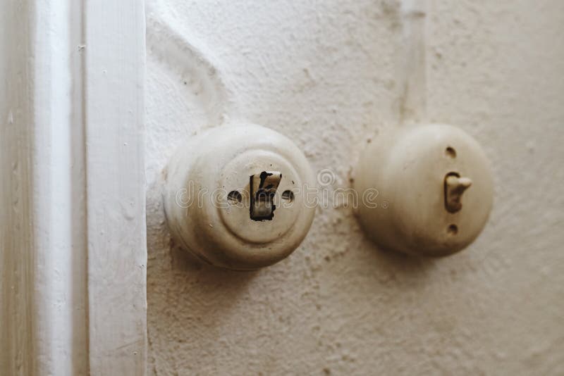 Old Retro Light Switch in Living Room Stock Image - Image of ...