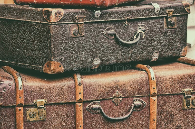 Old Retro Objects Antique a Lot of Luggage Valise Stock Image - Image ...