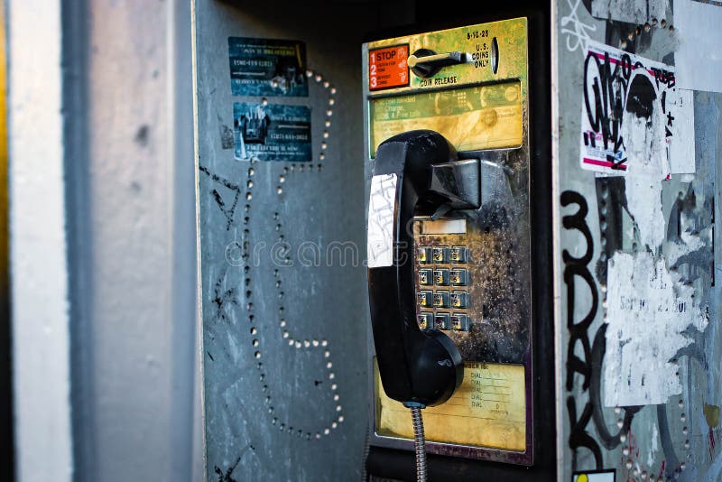 Old Retro Pay Phone Box on the Street Stock Image - Image of booth ...